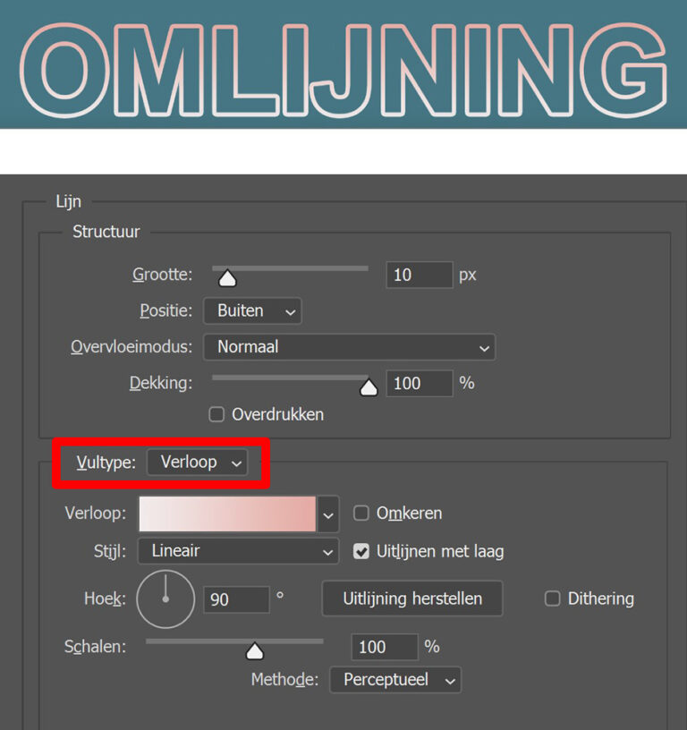 Transparante tekst met omlijning in Adobe Photoshop