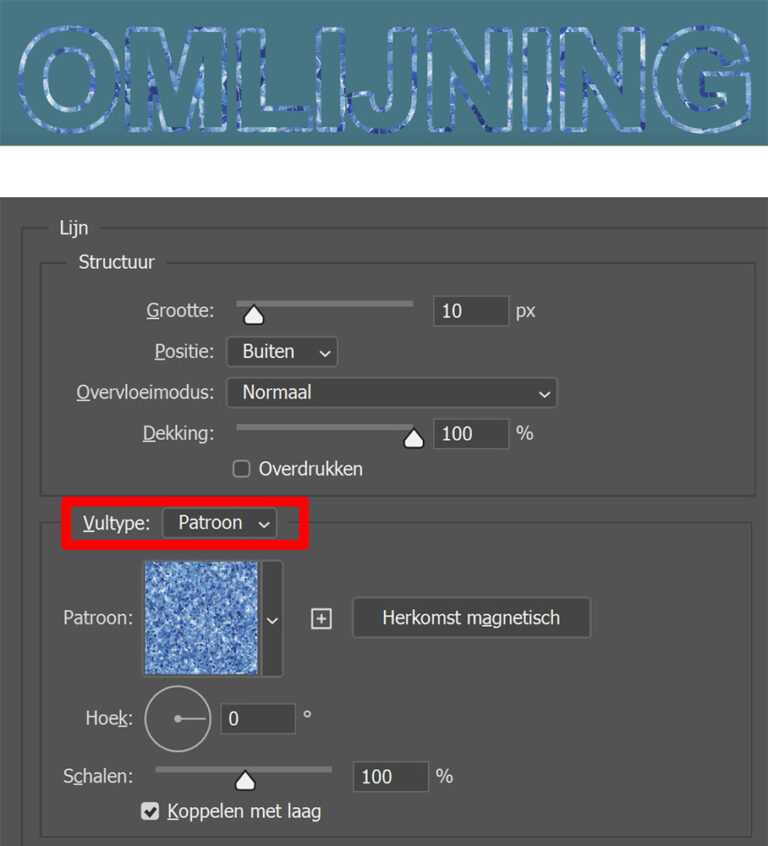 Transparante tekst met omlijning in Adobe Photoshop