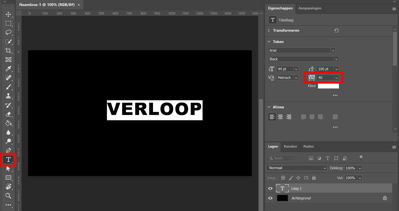 Tekst met verloop en omgekeerd gekleurde omlijning in Photoshop maken