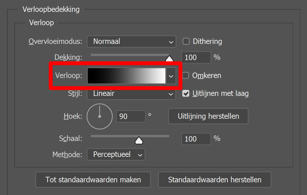 Tekst met verloop en omgekeerd gekleurde omlijning in Photoshop maken