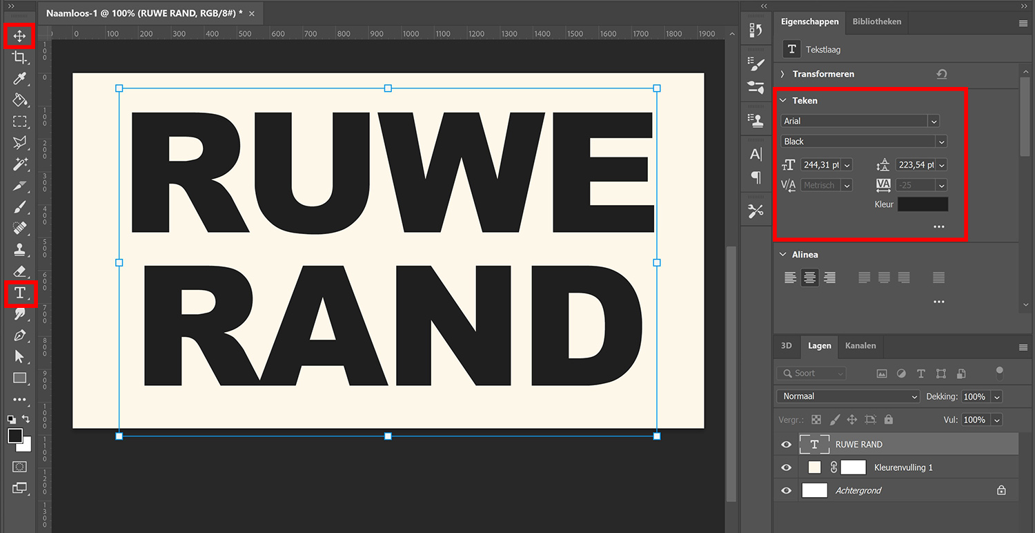 Maak tekst met ruwe randen in Photoshop - Edit with Kim