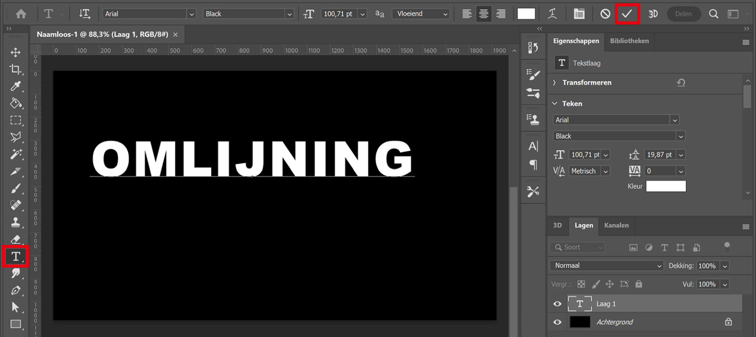 Transparante tekst met verloop omlijning in Photoshop