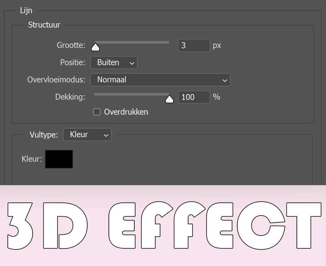 3D tekst effect met omlijning in Photoshop - Edit with Kim