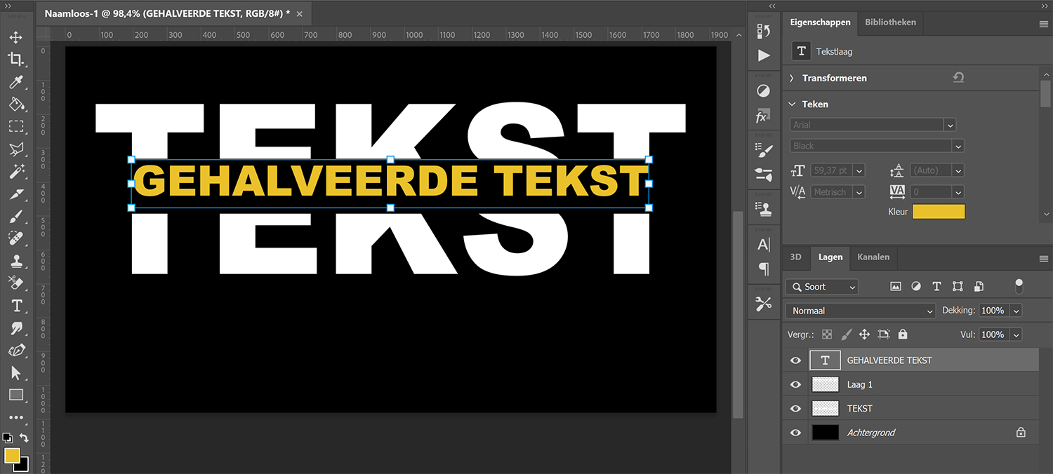 Een tekst halveren in Photoshop - Edit with Kim